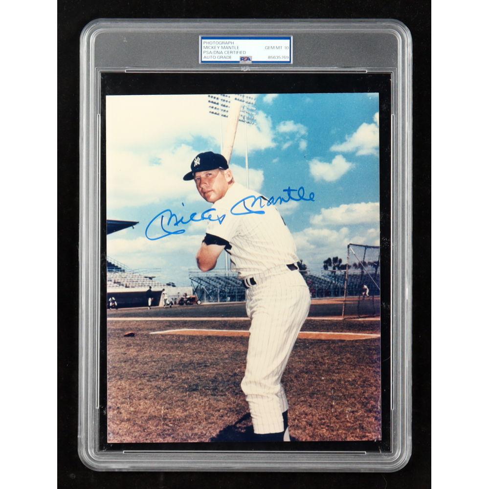 Mickey Mantle Signed Yankess 8x10 Card (Auto Grade PSA 10) | Pristine ...
