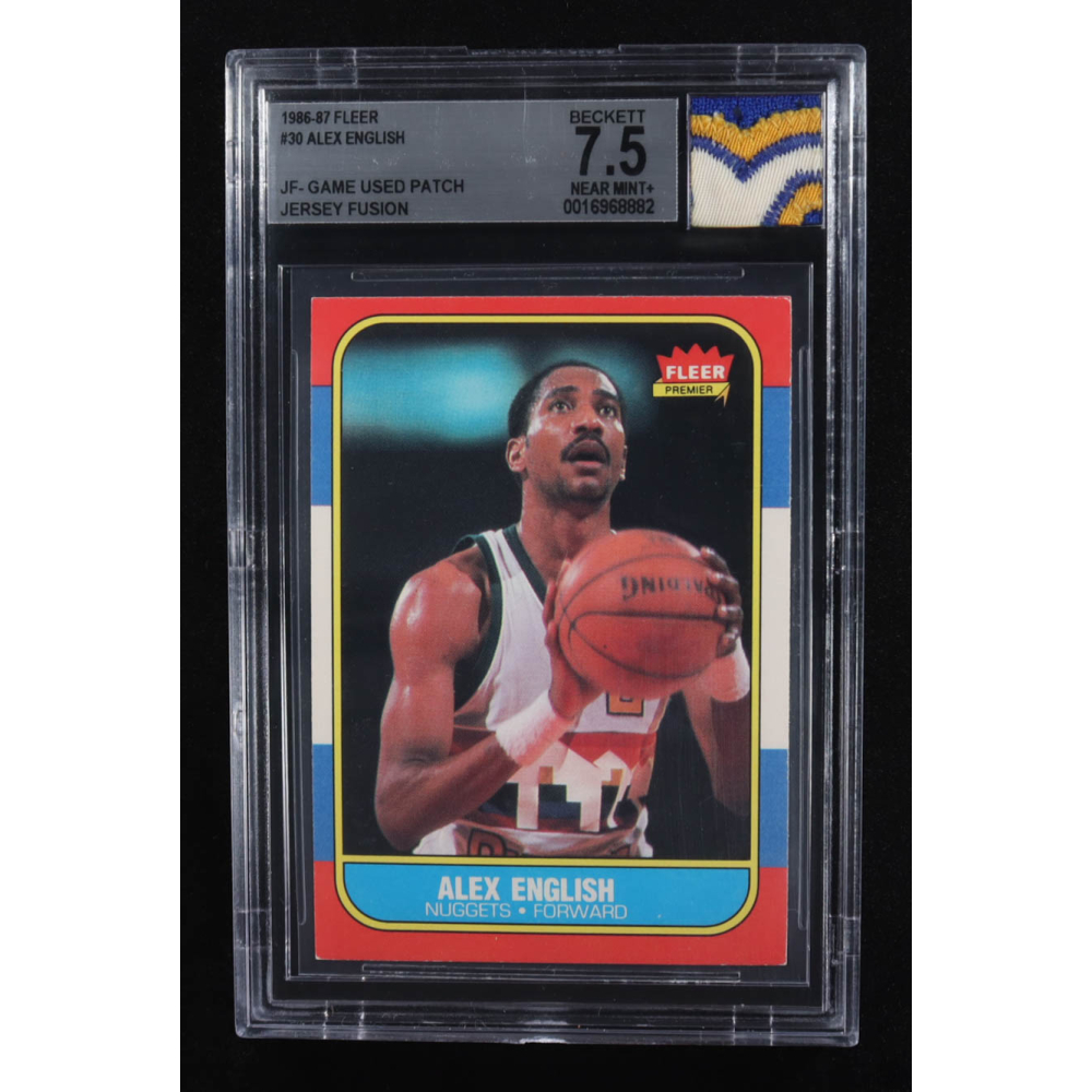 Alex English Signed 1986-87 Fleer Jersey Fusion Game Used Patch #30 ...