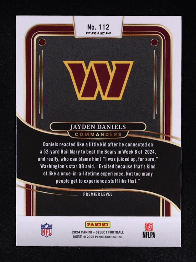 Jayden Daniels 2024 Select Prizm Black and Red Shock #112 RC | Pristine ...