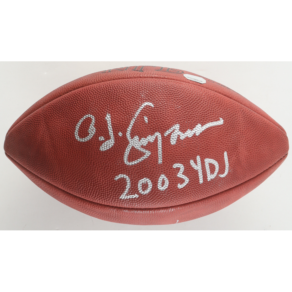 O. J. Simpson & Adrian Peterson Signed NFL Football Inscribed "2003 YDJ ...