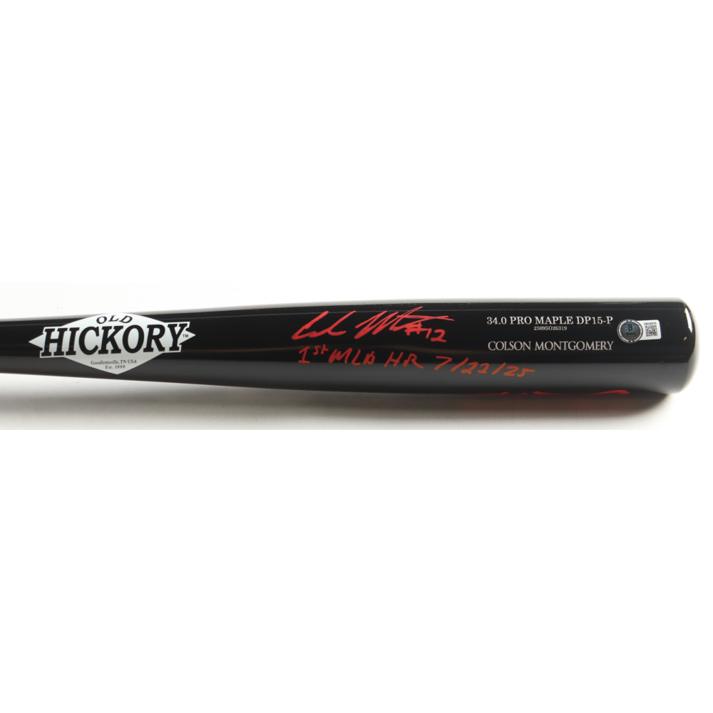 Colson Montgomery Signed Old Hickory Baseball Bat Inscribed "1st MLB HR ...