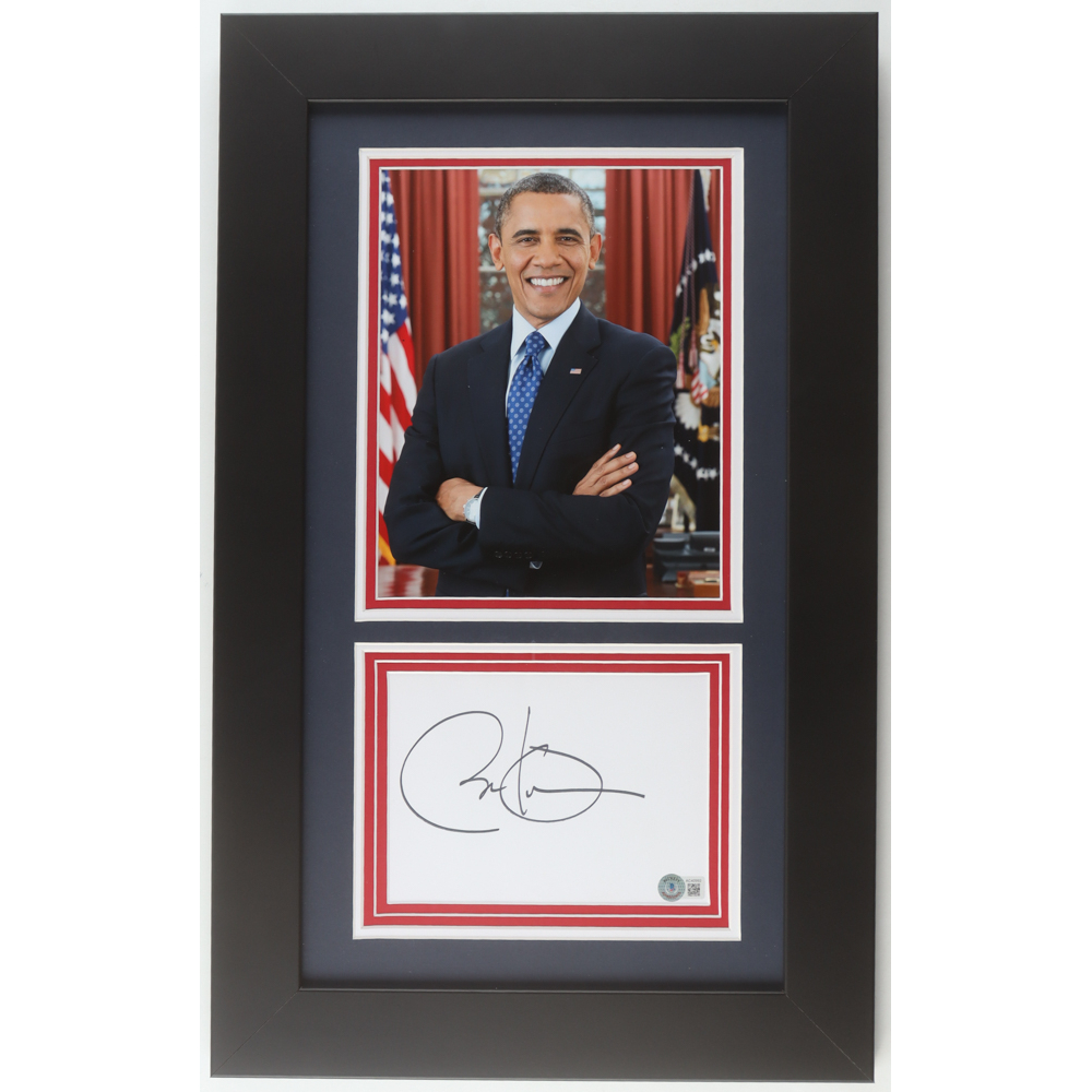 Barack Obama Signed Custom Framed Cut Display (Beckett) | Pristine Auction