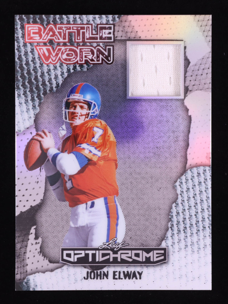 John Elway 2025 Leaf Optichrome #BW-14 Battle Worn - Prismatic Silver ...