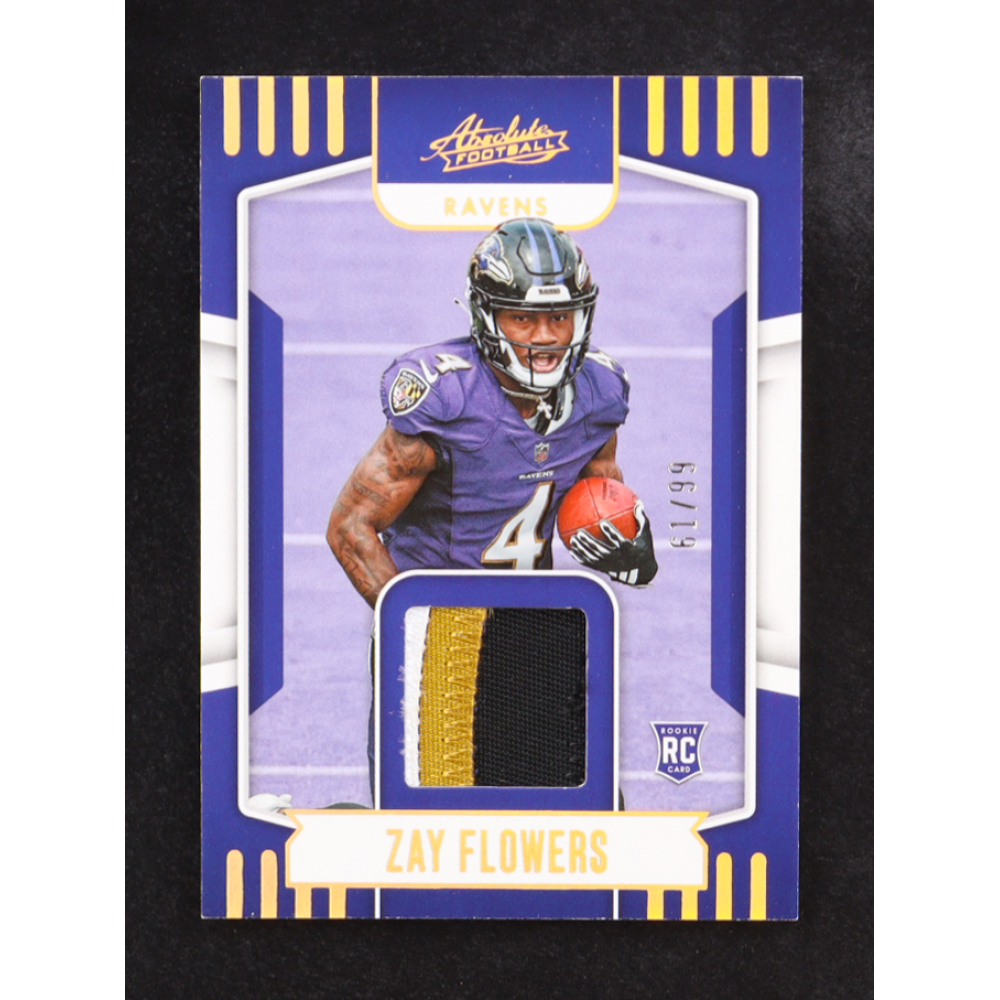 Zay Flowers 2023 Absolute Absolute Rookie Materials Gold #9 RC #61/99 ...
