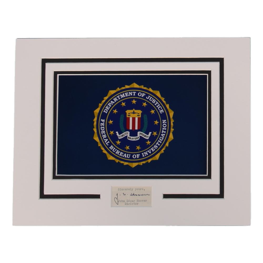 J. Edgar Hoover Signed Custom Matted Cut Display (AutographCOA ...
