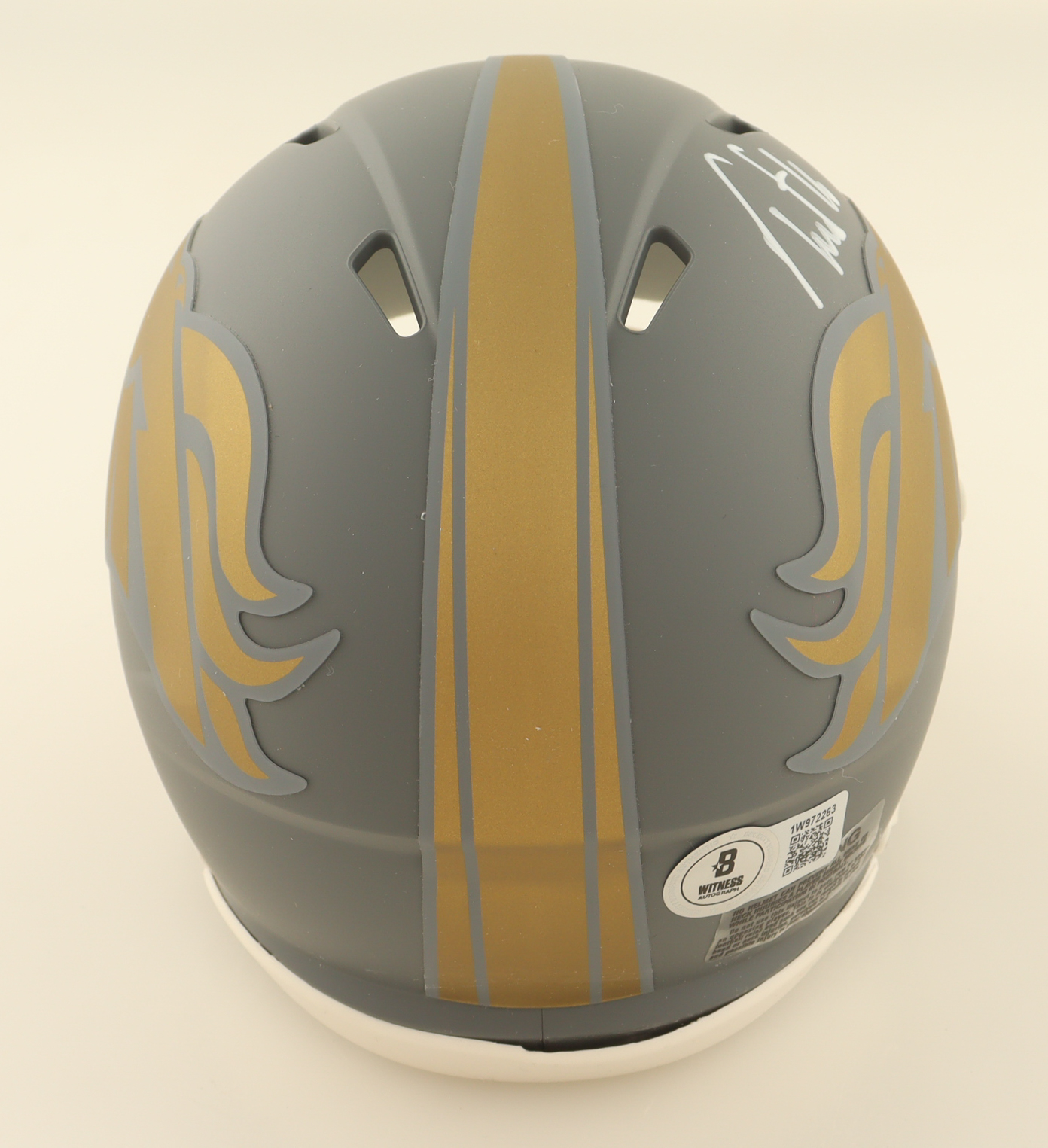 Troy Franklin Signed Broncos Slate Alternate Speed Mini Helmet (Beckett ...
