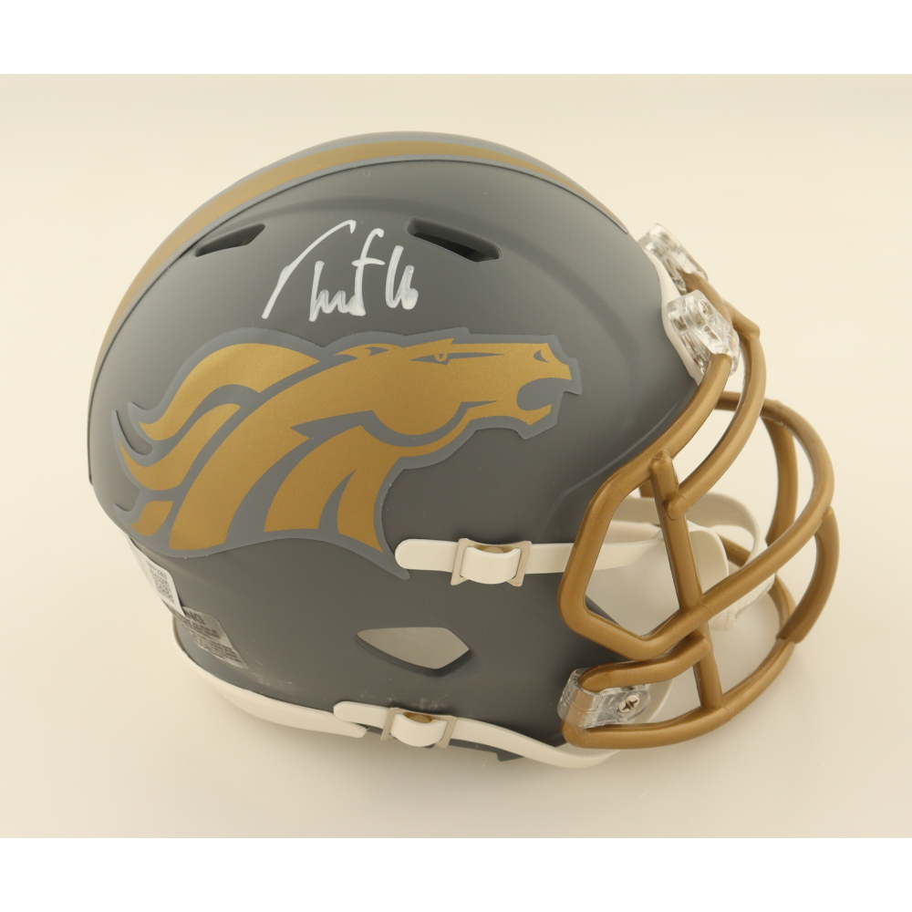 Troy Franklin Signed Broncos Slate Alternate Speed Mini Helmet (Beckett ...
