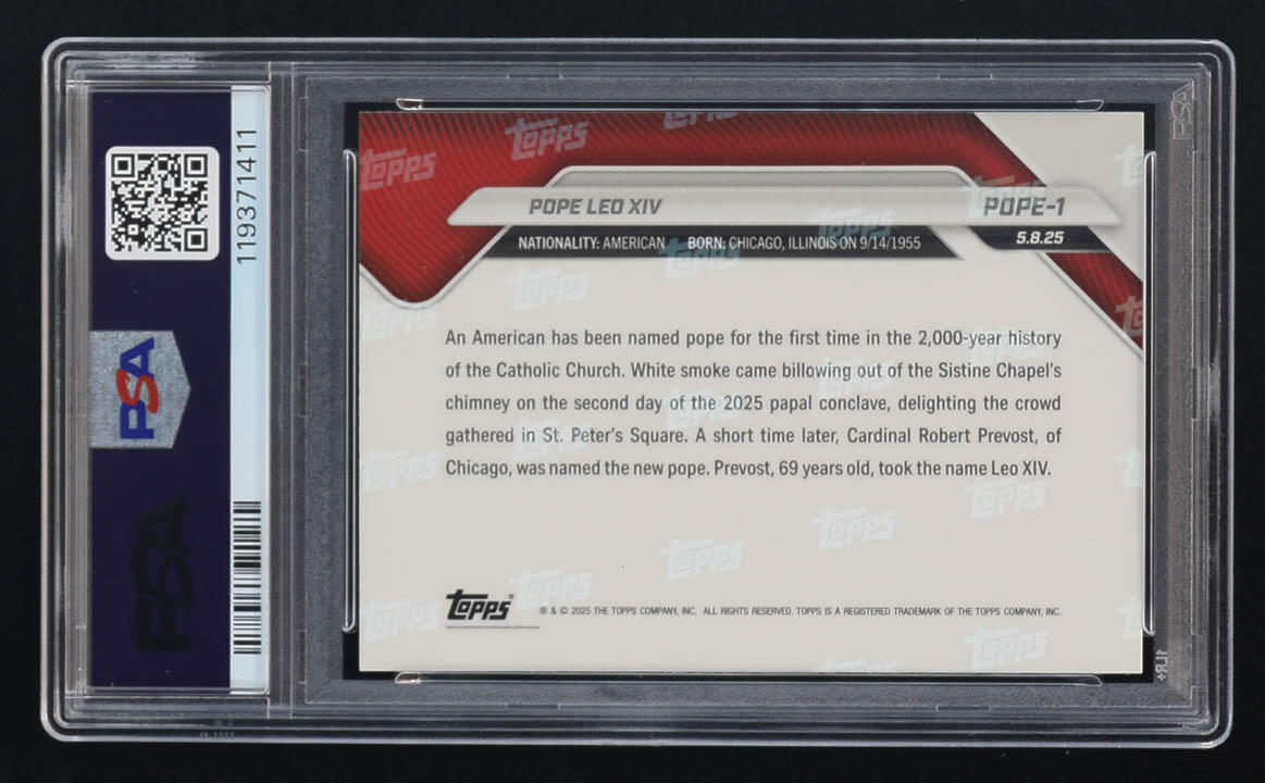 Pope Leo XIV 2025 Topps Now #POPE1 (PSA 10) | Pristine Auction