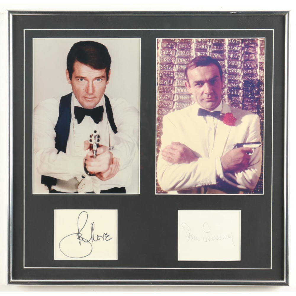 Sean Connery & Roger Moore Signed "James Bond" Custom Framed Cut ...