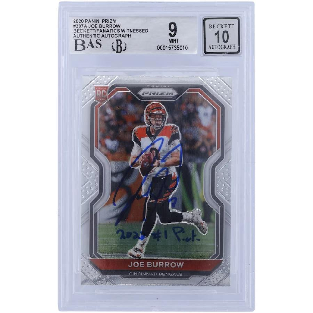 Joe Burrow Signed 2020 Panini Prizm #307A RC Inscribed "2020 #1 Pick ...