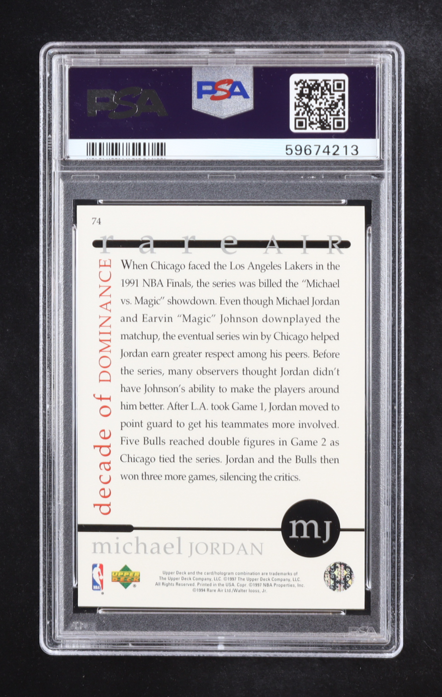 Michael Jordan 1994 Upper Deck Rare Air #74 DOD (PSA 9) | Pristine Auction