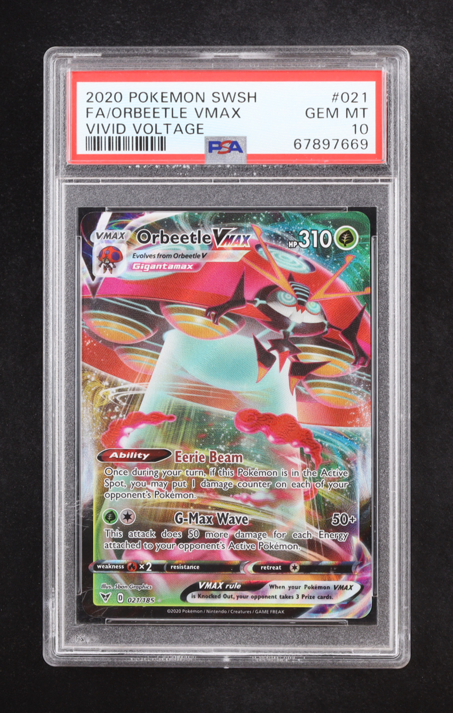 Orbeetle VMAX UR 2020 Pokemon Sword and Shield Vivid Voltage #021 (PSA ...