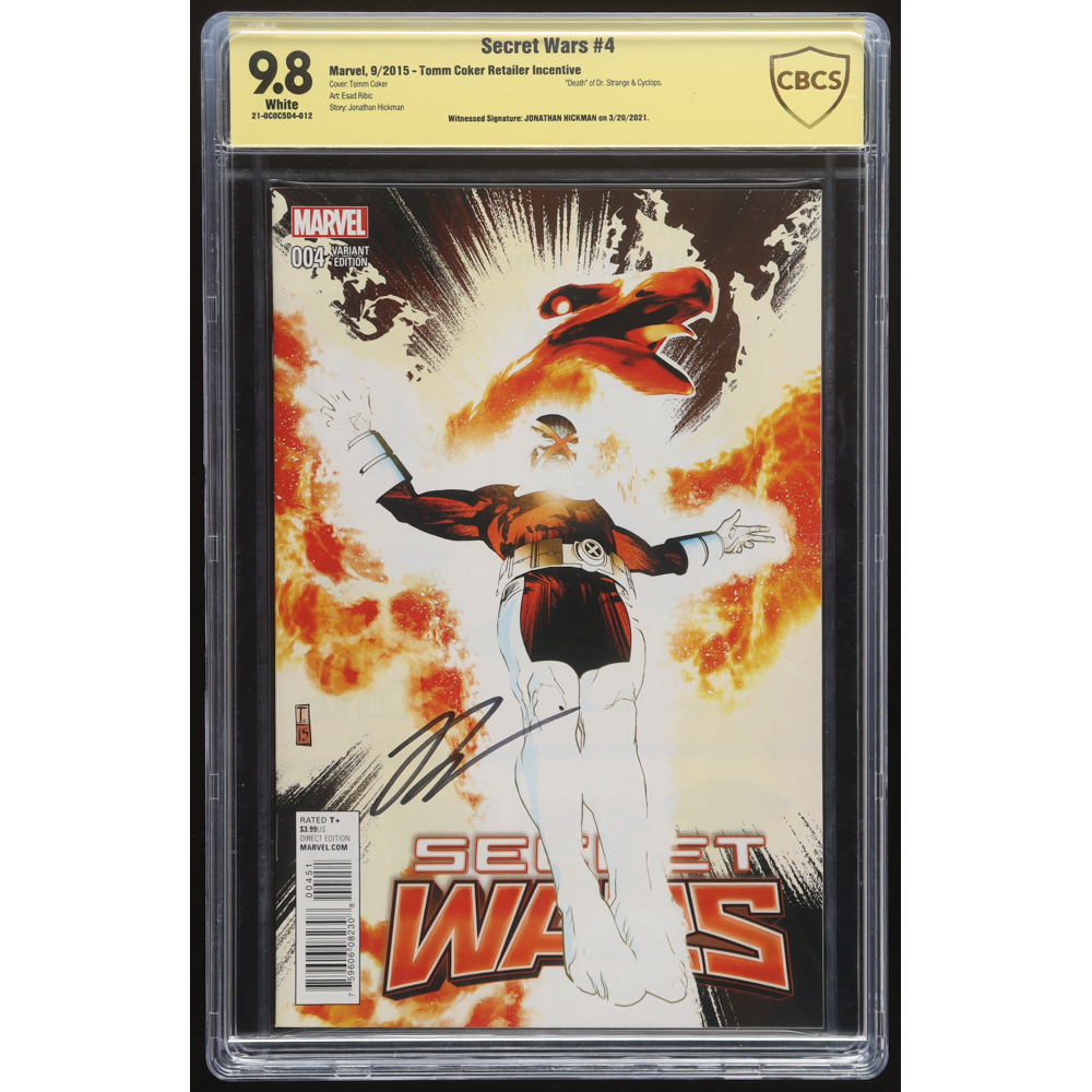 Jonathan Hickman Signed 2015 "Secret Wars" #4 Marvel Comic Book (CBCS 9 ...