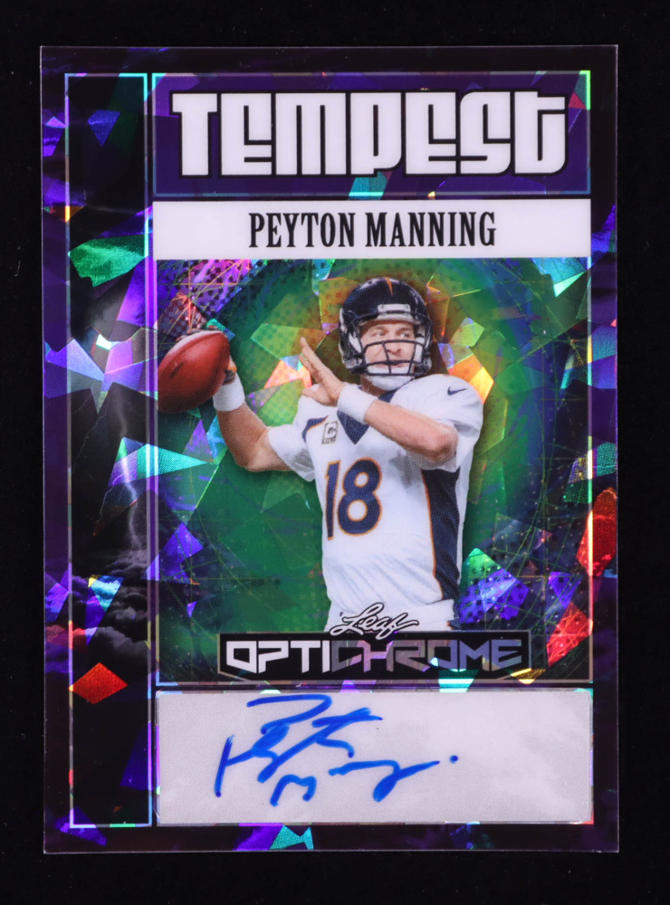 Peyton Manning 2025 Leaf Optichrome #TB-40 Tempest Base - Prismatic Platinum Blue /1 Price Guide ...