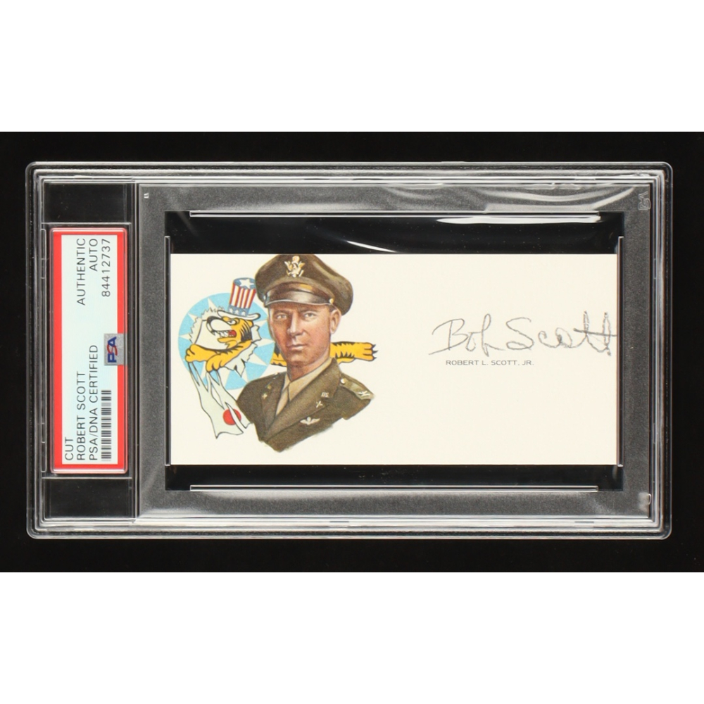 Robert Scott Jr. Signed Cut Signature with Portrait WWII Ace 13 ...
