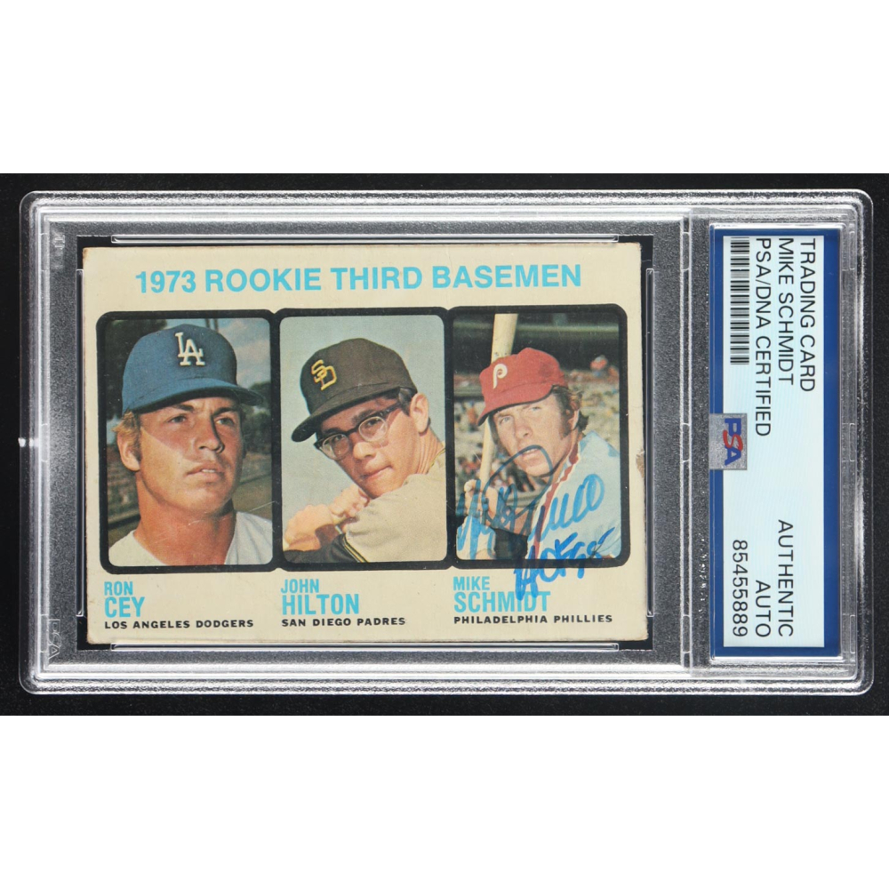 Mike Schmidt Signed 1973 Topps Rookie Third Basemen Ron Cey/John Hilton ...