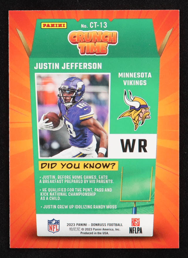 Justin Jefferson 2023 Donruss Crunch Time Galactic #13 | Pristine Auction