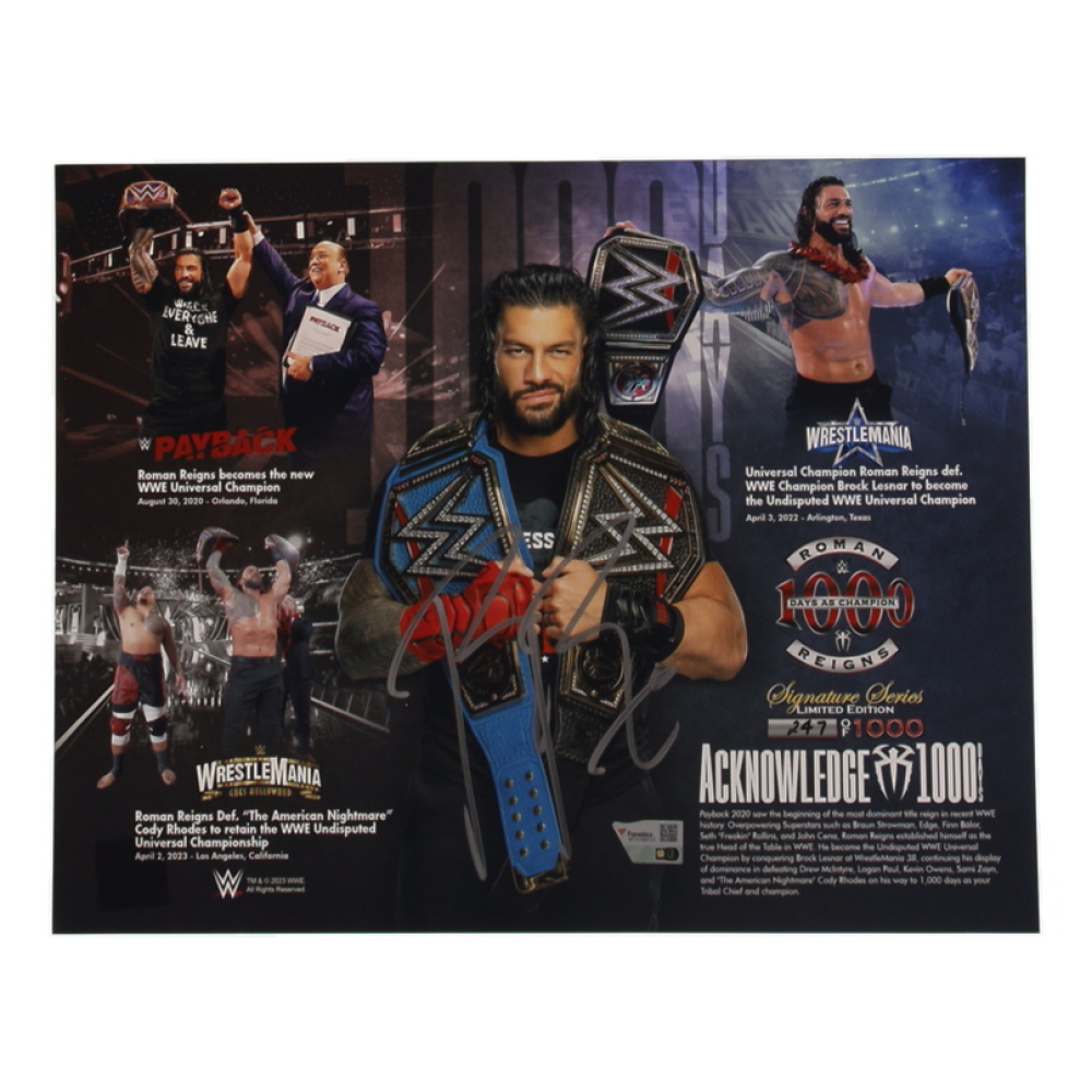 Roman Reigns Signed LE "WrestleMania" Signature Series 11x14 Photo ...