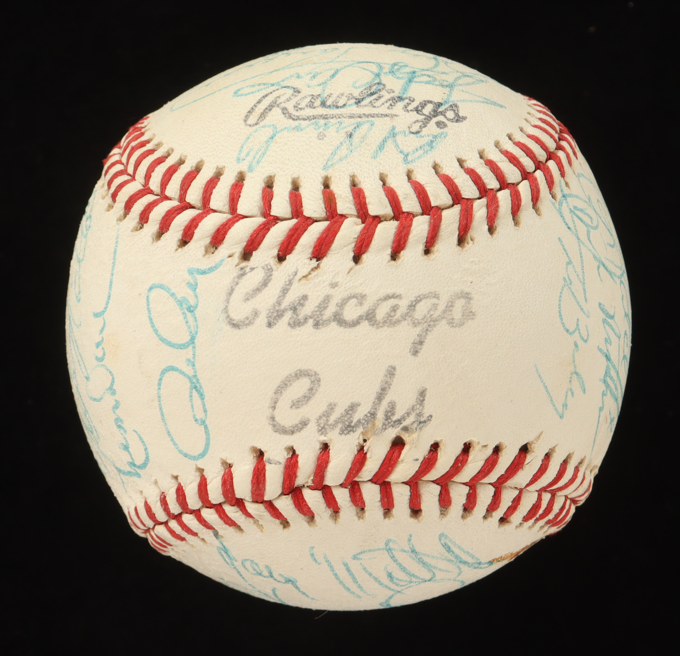 1984 Cubs Team-Signed (26) Baseball with Ryne Sandberg, Dennis ...