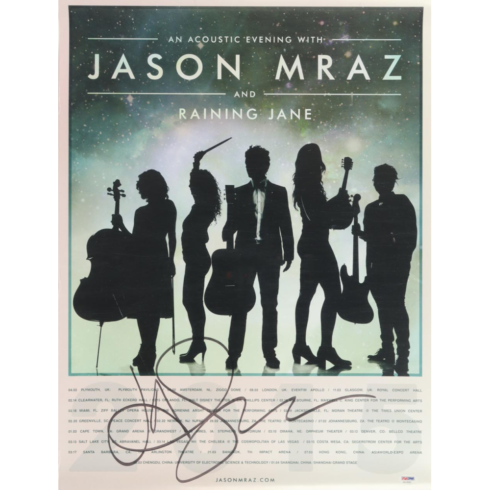 Jason Mraz Signed 18x24 Concert Poster Photo (PSA) | Pristine Auction