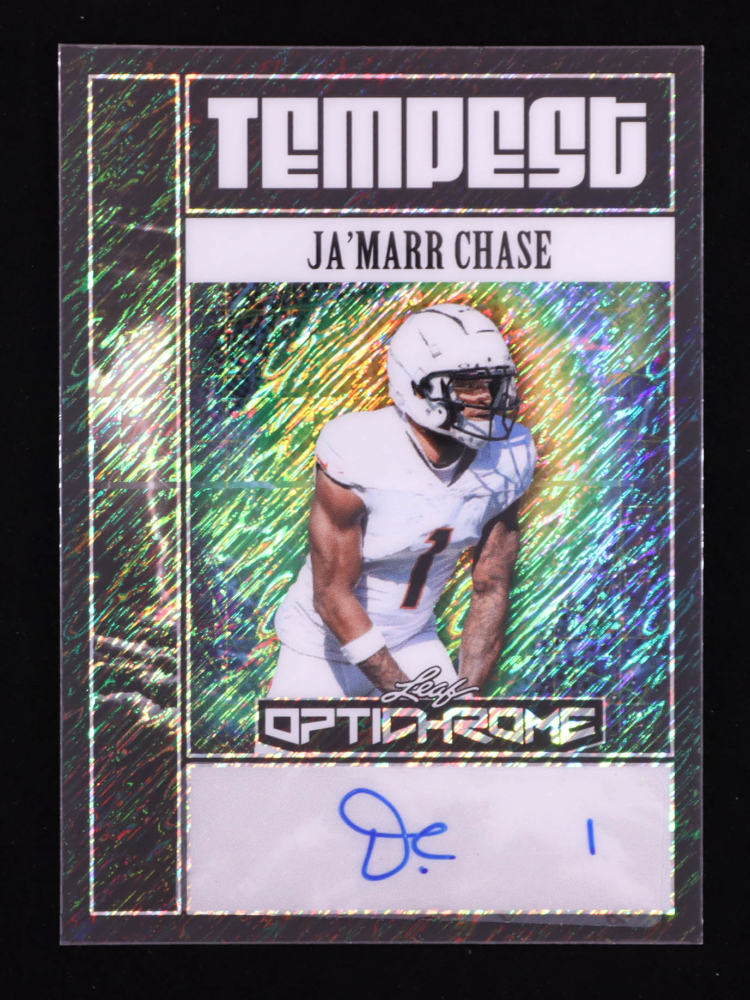 Ja'Marr Chase 2025 Leaf Optichrome #TA-JMC Tempest Autographs - Prismatic Platinum Blue /1 Price ...