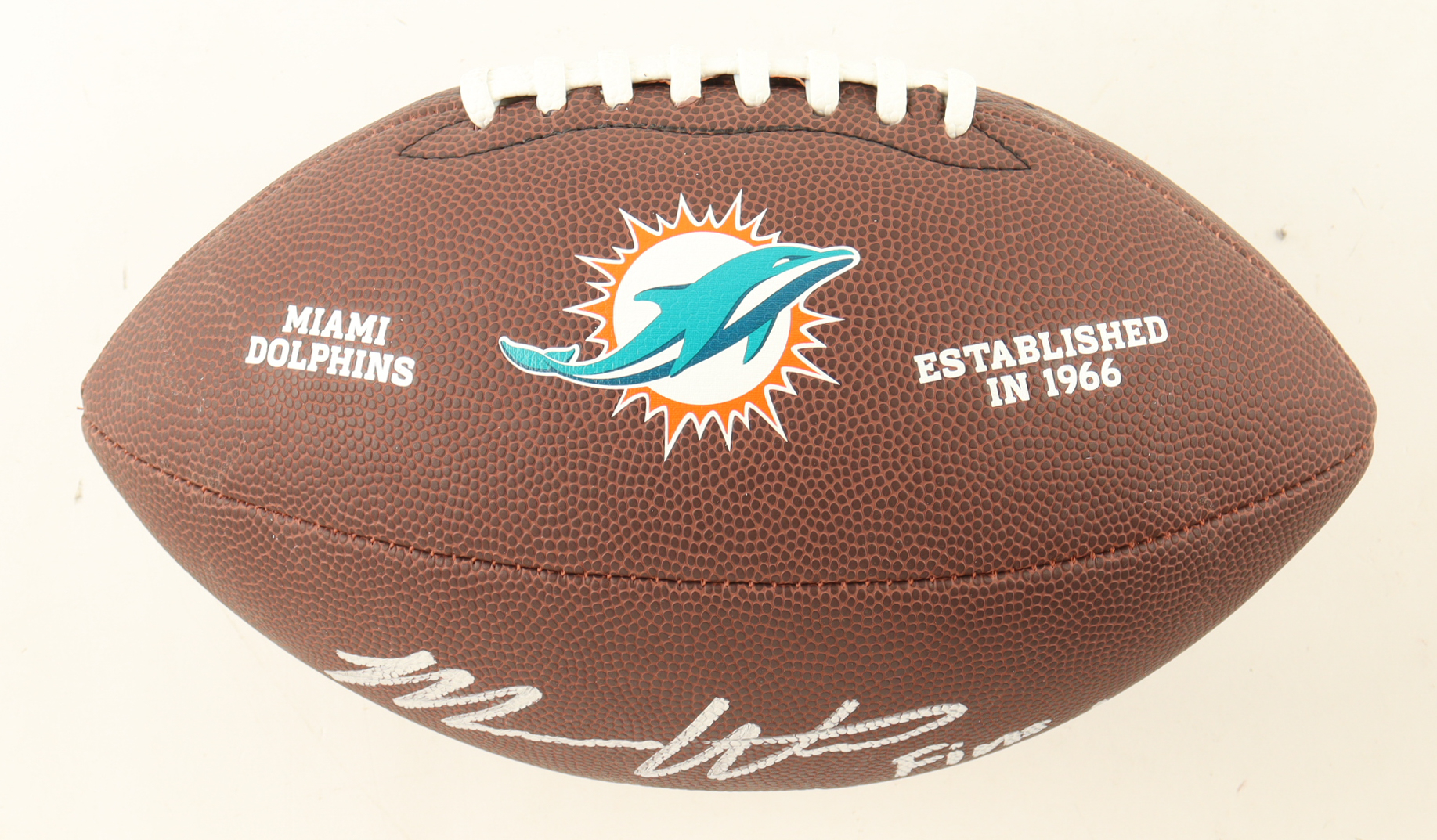 Malik Washington Signed Dolphins Logo Football Inscribed "Fins Up ...