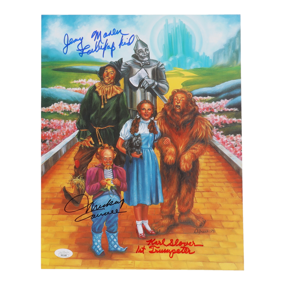 Mickey Carroll, Jerry Maren & Karl Slover Signed "The Wizard of Oz ...