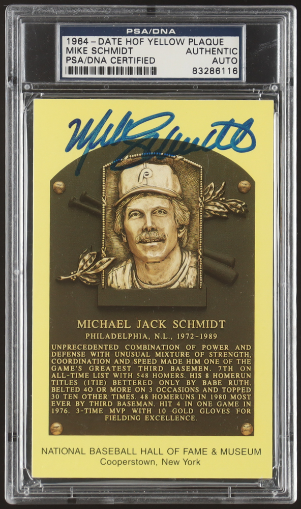 Mike Schmidt Signed Hall Of Fame Plaque Postcard (PSA) | Pristine Auction
