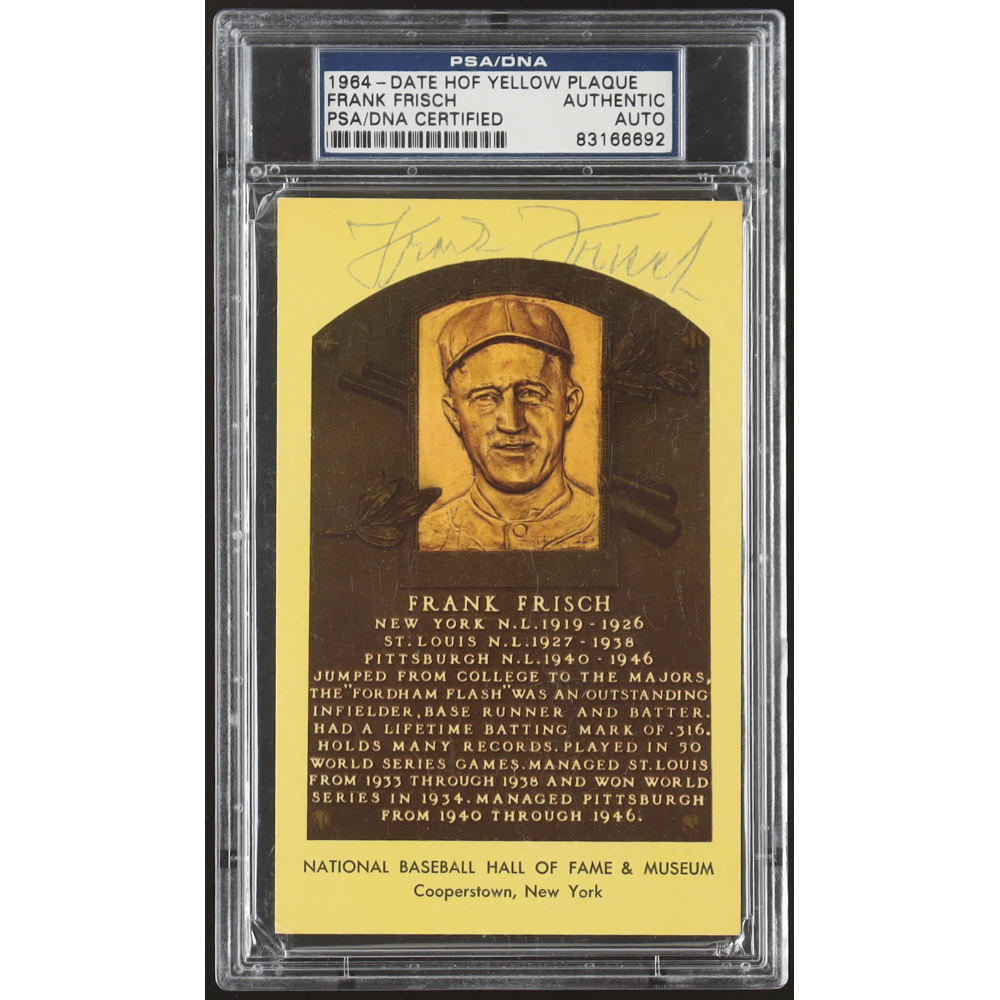 Frankie Frisch Signed Hall Of Fame Plaque Postcard (PSA) | Pristine Auction