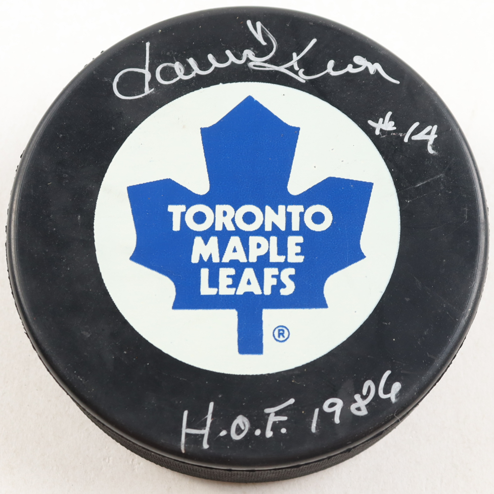 Dave Keon Signed Maple Leafs Logo Hockey Puck with Display Case ...