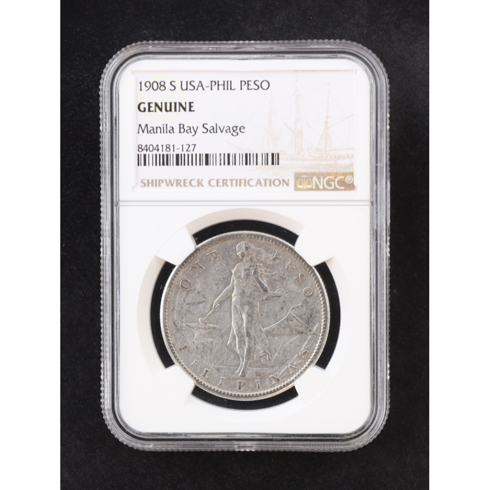 1908-S United States-Philippines Silver Peso, Salvaged from Manila Bay ...