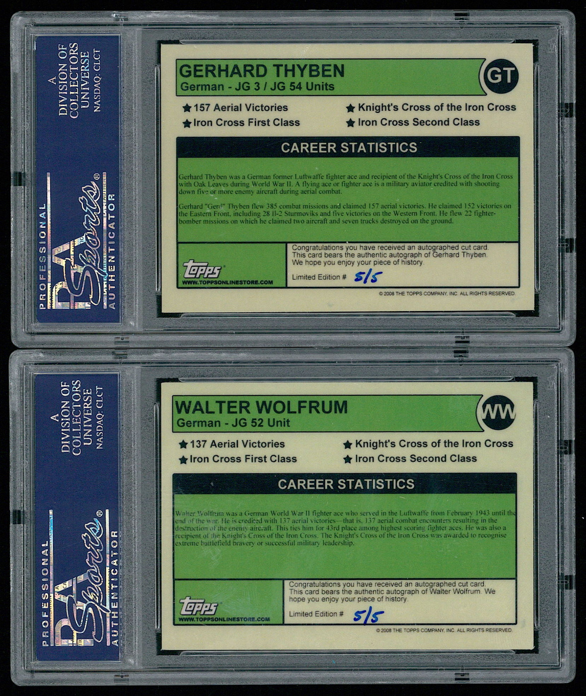 Lot of (2) 2008 Topps Signed Trading Cards with Walter Wolfrum ...