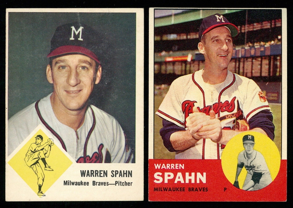 Lot of (2) Warren Spahn Baseball Cards with 1963 Topps #320 & 1963 ...