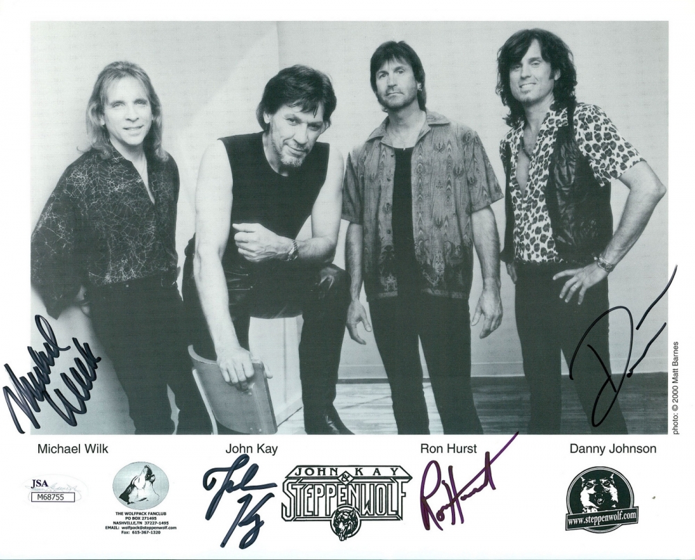 Michael Wilk, John Kay, Ron Hurst & Danny Johnson Signed "Steppenwolf ...