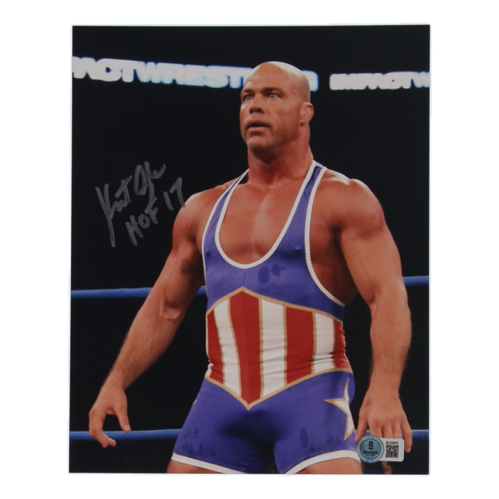 Kurt Angle Signed WWE 8x10 Photo Inscribed "HOF 17" (Beckett ...