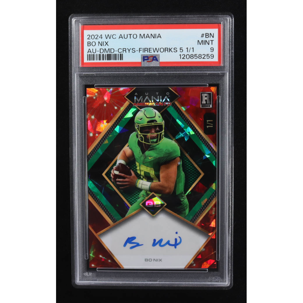 Bo Nix 2024 Wild Card Auto Mania Autograph Diamond Crystal Fireworks # ...