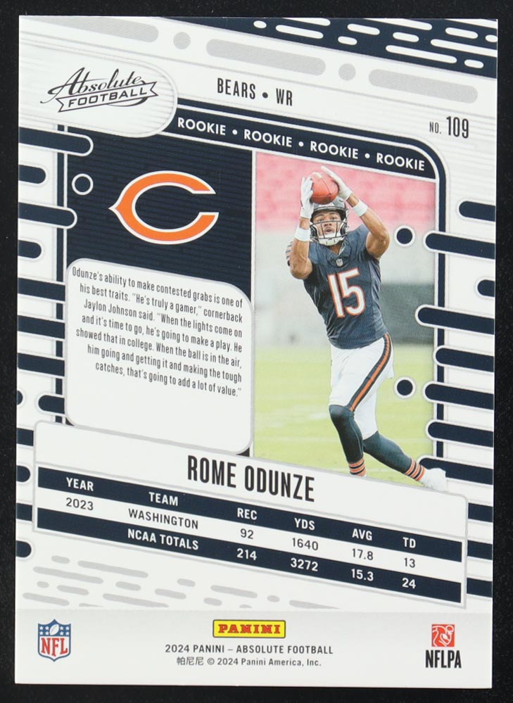 Rome Odunze 2024 Absolute #109 #95/350 RC | Pristine Auction