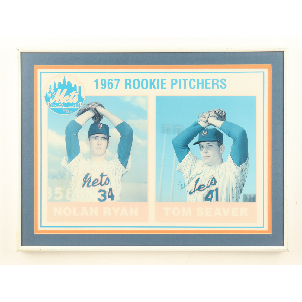 Nolan Ryan & Tom Seaver Signed LE Custom Framed Lithograph Display (JSA ...