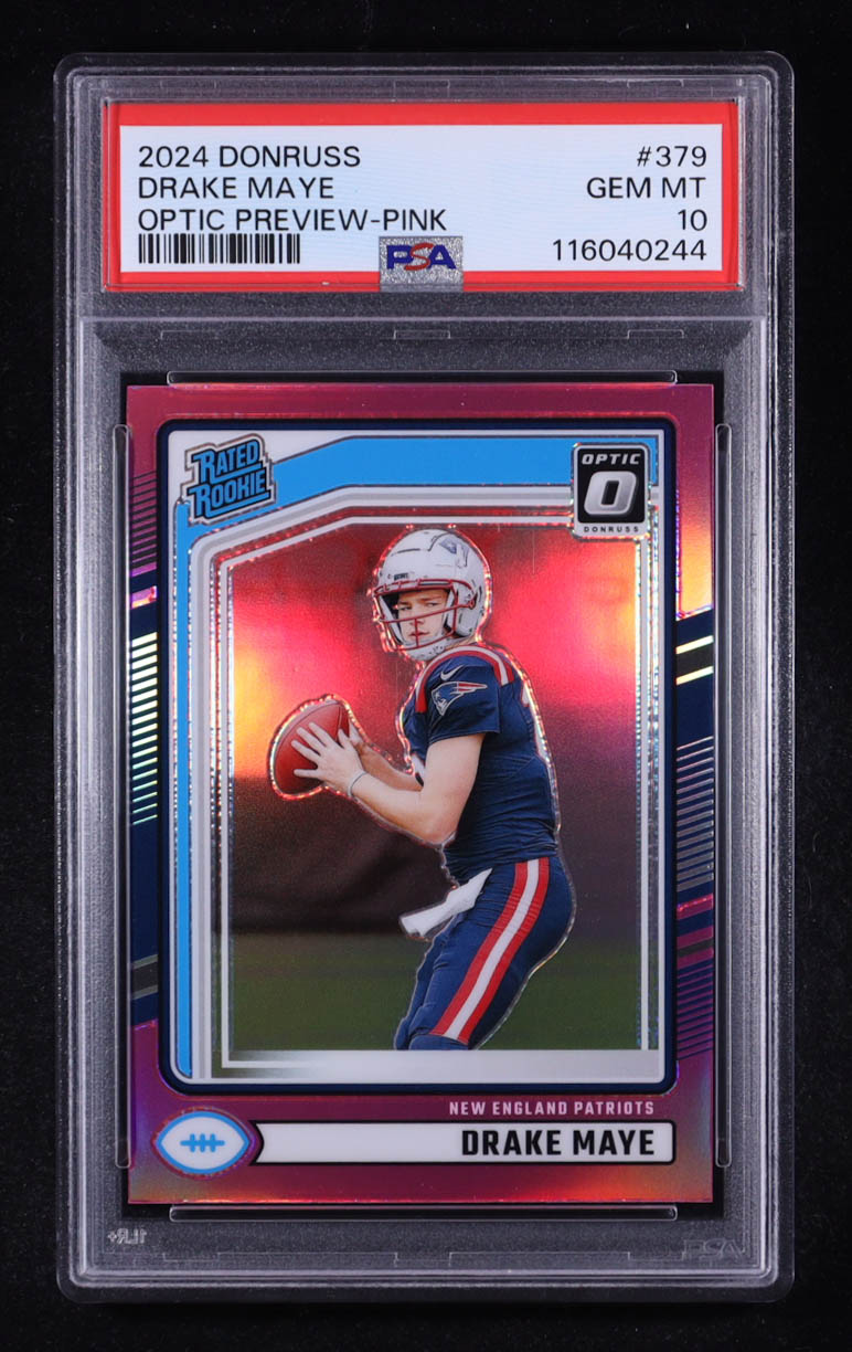 Drake Maye 2024 Donruss Optic Rated Rookies Preview Pink #379 RC (PSA ...