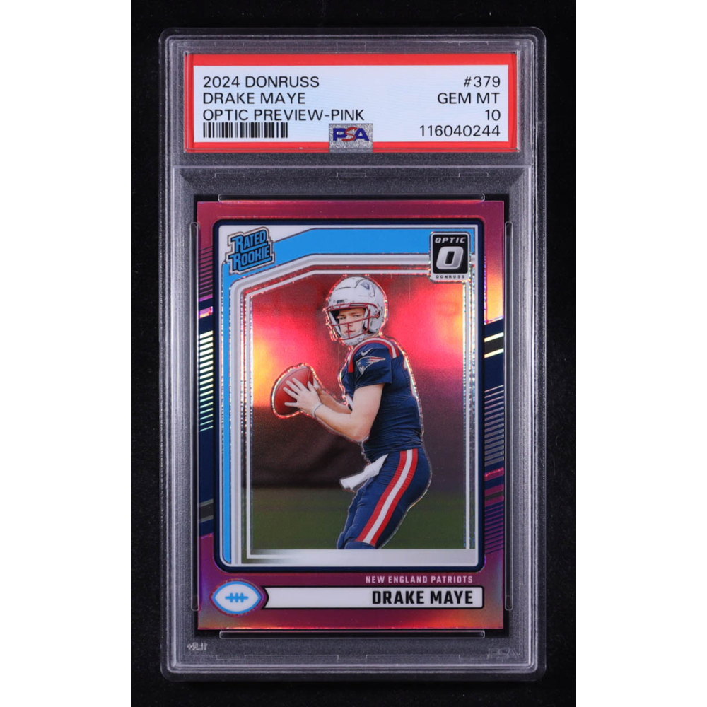 Drake Maye 2024 Donruss Optic Rated Rookies Preview Pink #379 RC (PSA ...