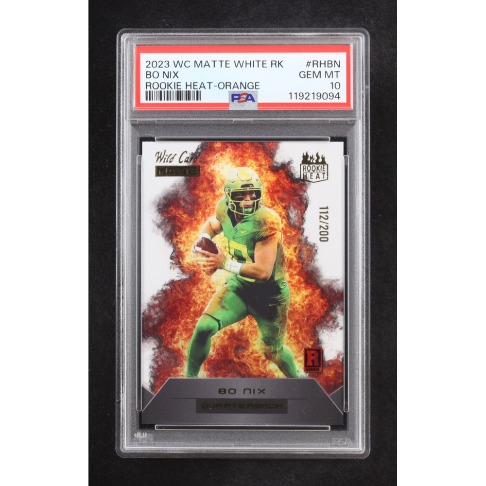 Bo Nix 2023 Wild Card Matte White Rookie Heat Orange #RH-BN #112/200 RC ...