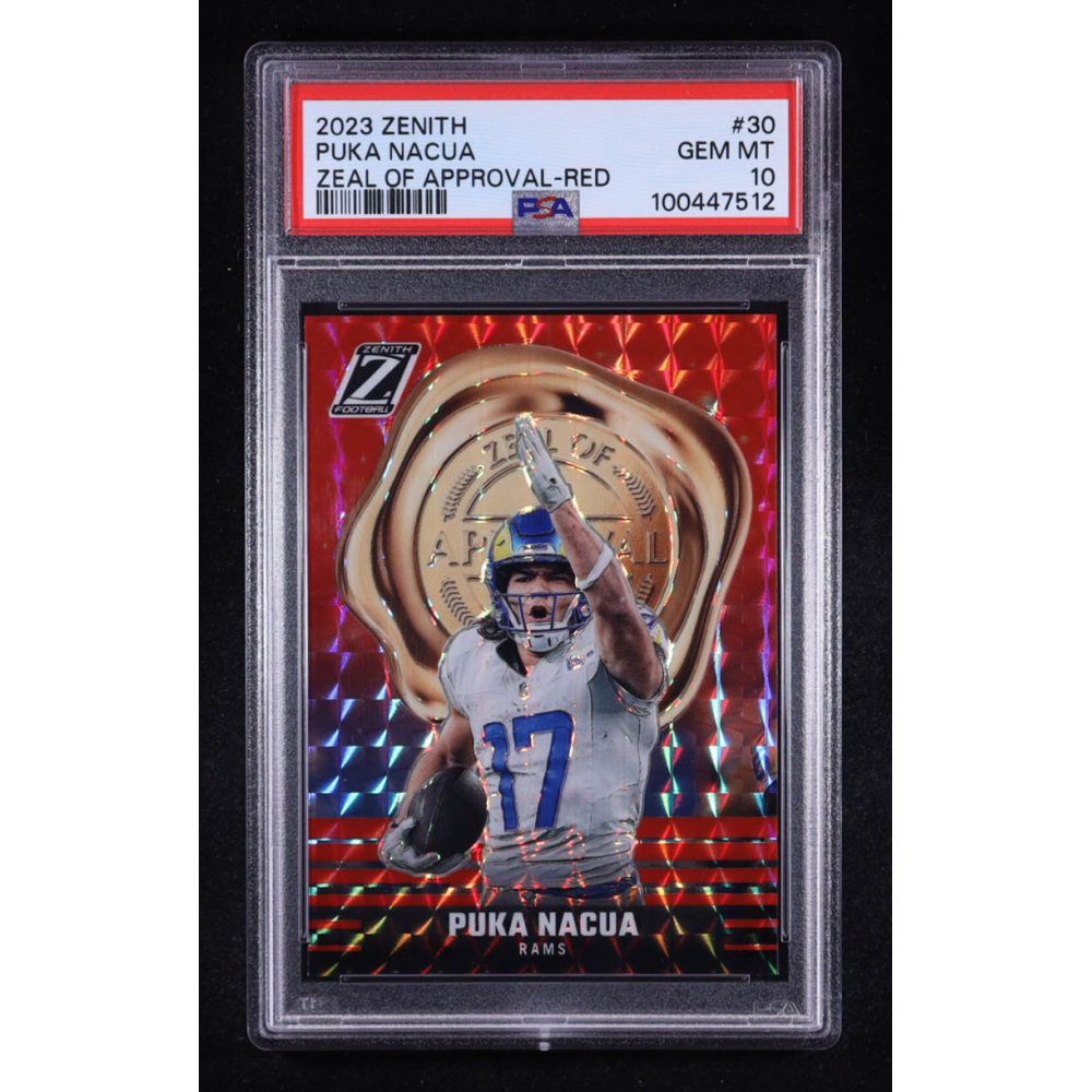 Puka Nacua 2023 Zenith Zeal of Approval Red #30 RC (PSA 10) | Pristine ...