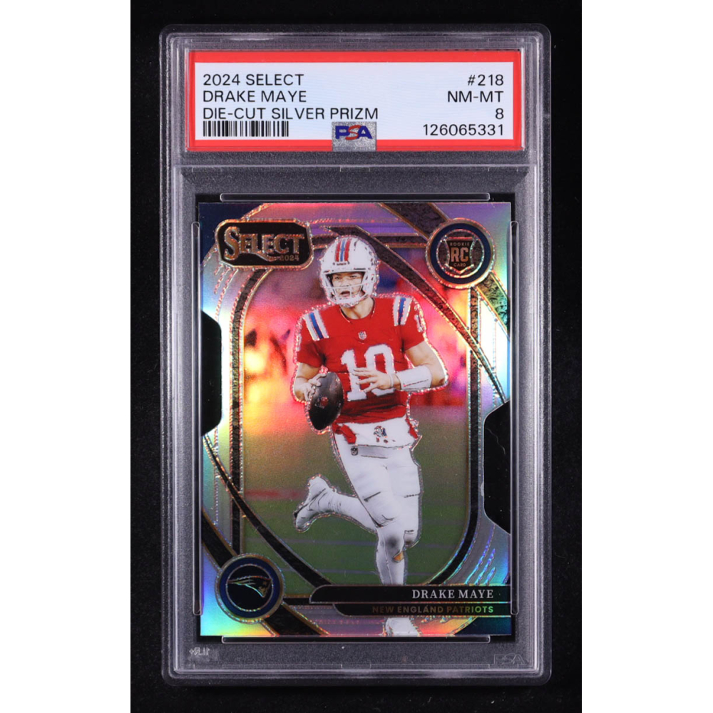 Drake Maye 2024 Panini Select Die-Cut Silver Prizm #218 RC (PSA 8 ...
