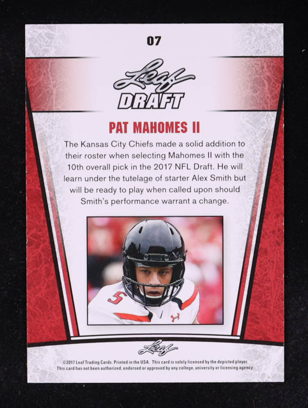 Patrick Mahomes II 2017 Leaf Special Release Draft Silver #07 RC ...