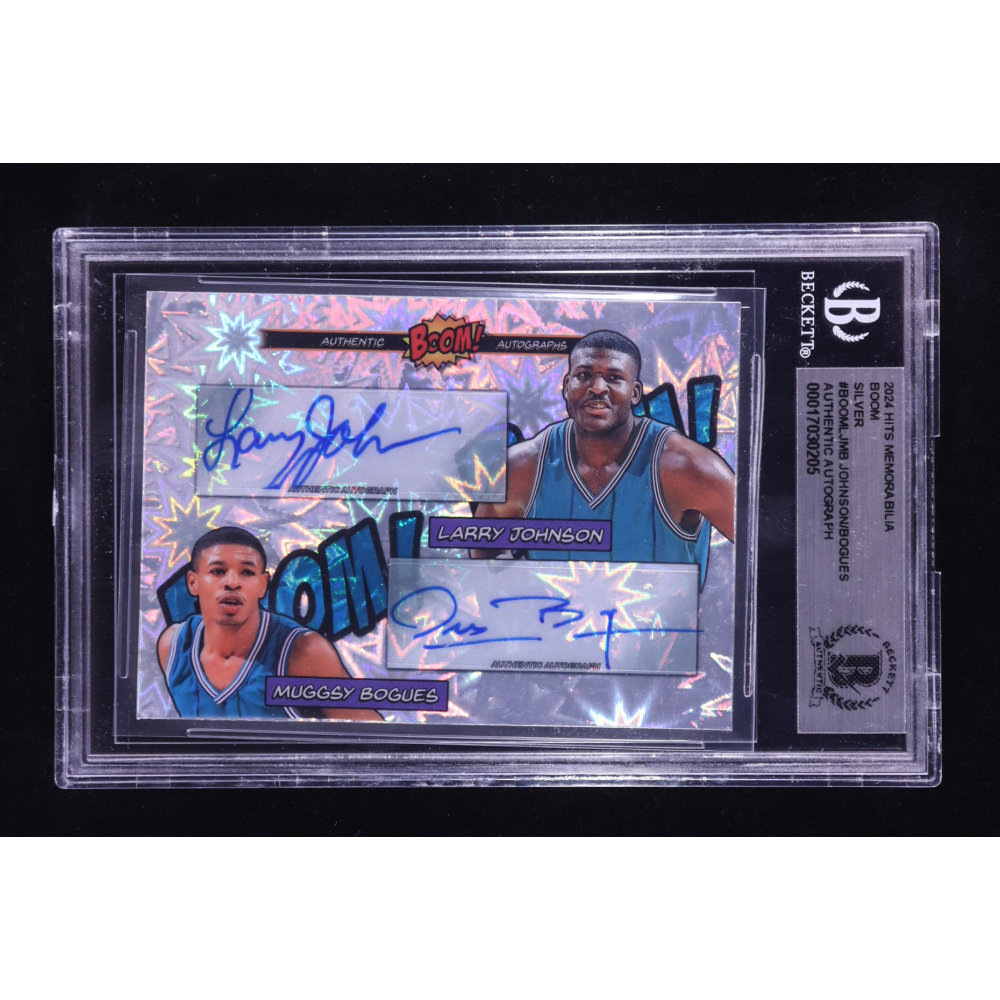 Larry Johnson & Muggsy Bogues Signed 2024 Hits Memorabilia Boom Silver ...