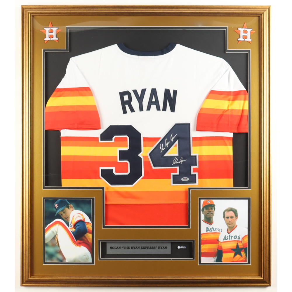 Nolan Ryan Signed Custom Framed Jersey Display Inscribed "The Ryan ...