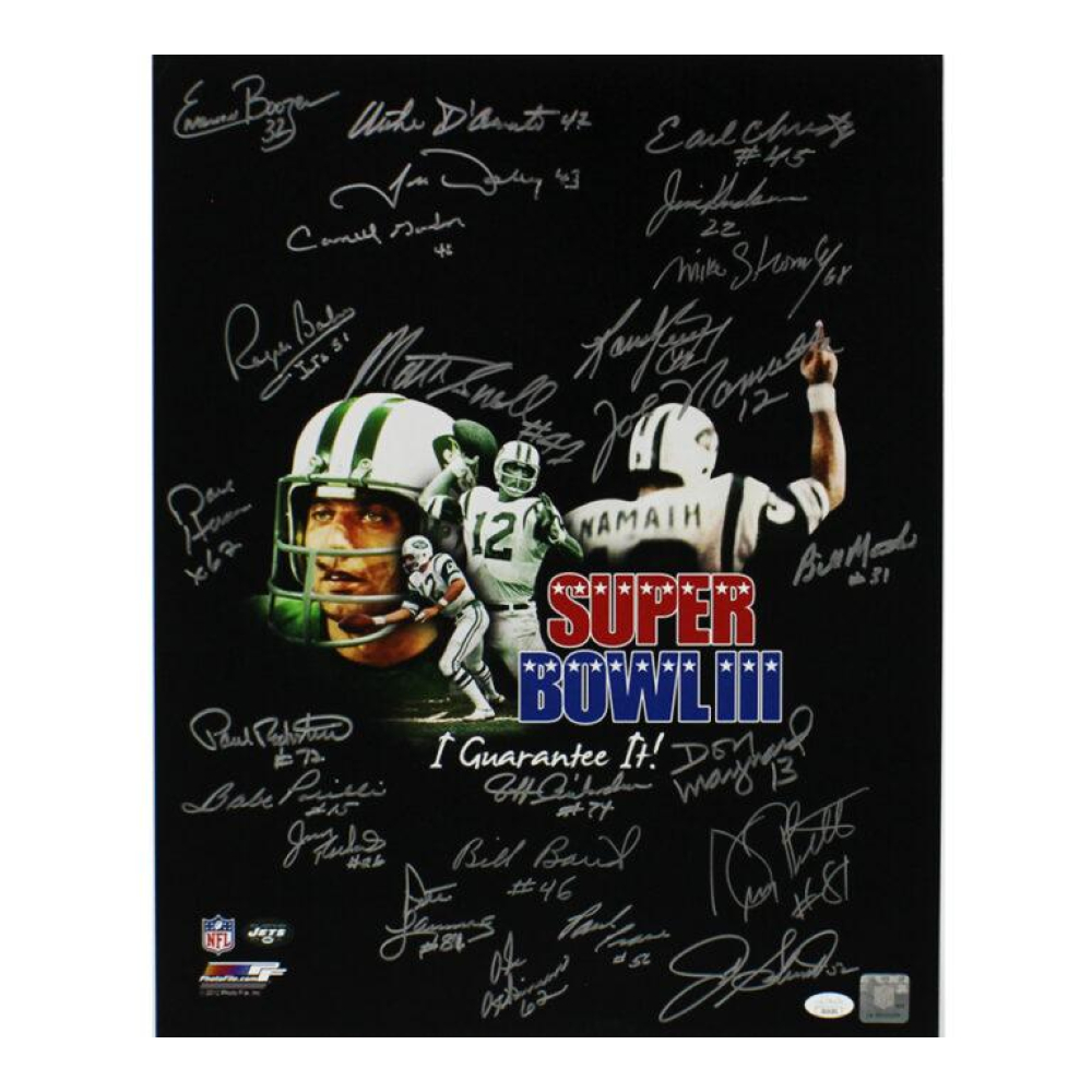 1968 Super Bowl III Champions Jets 16x20 Photo Team-Signed By (24) with ...