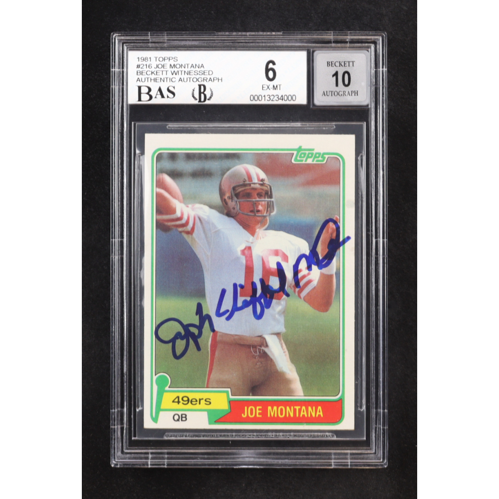 Joe Montana Signed 1981 Topps #216 RC (BAS 6 | Autograph Graded BAS 10 ...