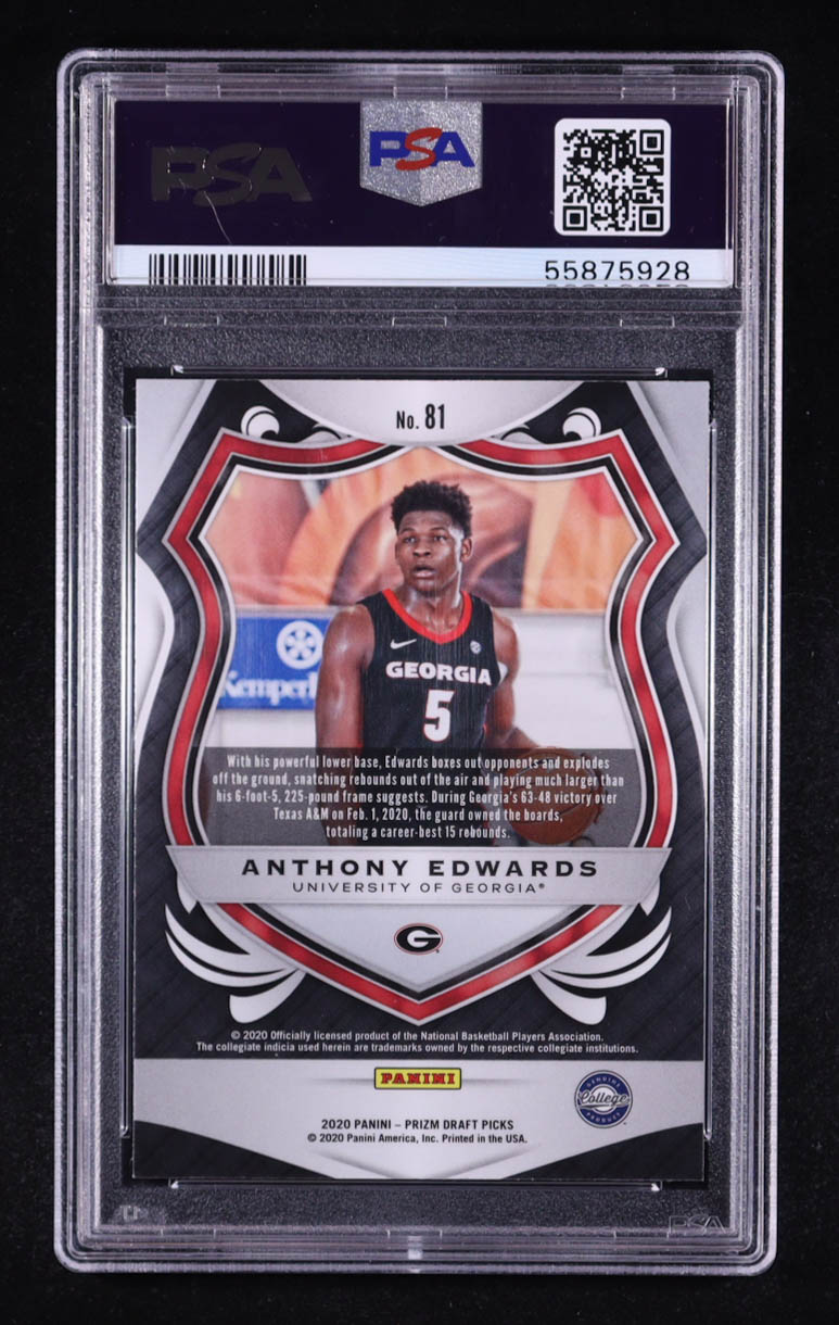 Anthony Edwards 2020-21 Panini Prizm Draft Picks #81 RC (PSA 10 ...