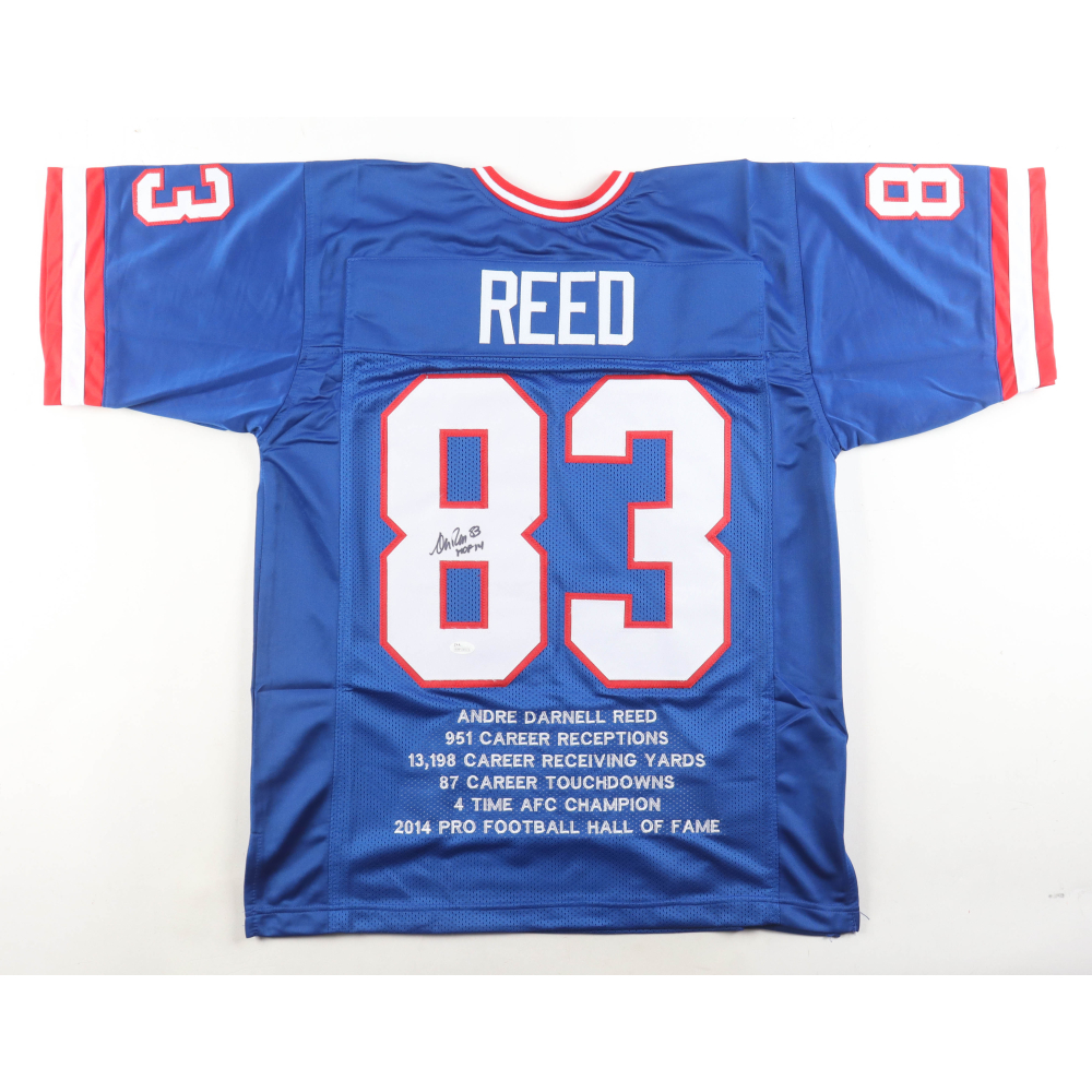 Andre Reed Signed Career Highlight Stat Jersey Inscribed "HOF 14" (JSA ...